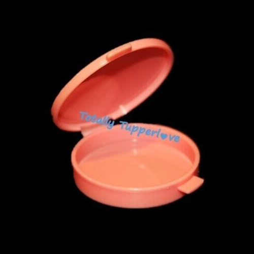 Tupperware Pill Case Clamshell Mini Round Pocket-Sized Keeper Salmon ...