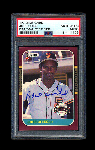 JOSE URIBE SIGNED MINT 1987 DONRUSS OPENING DAY PSA/DNA AUTOGRAPHED ...