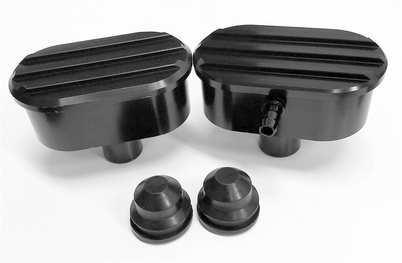 BLACK Aluminum Finned Oval Valve Cover Air Breather PCV Valve Combo ...