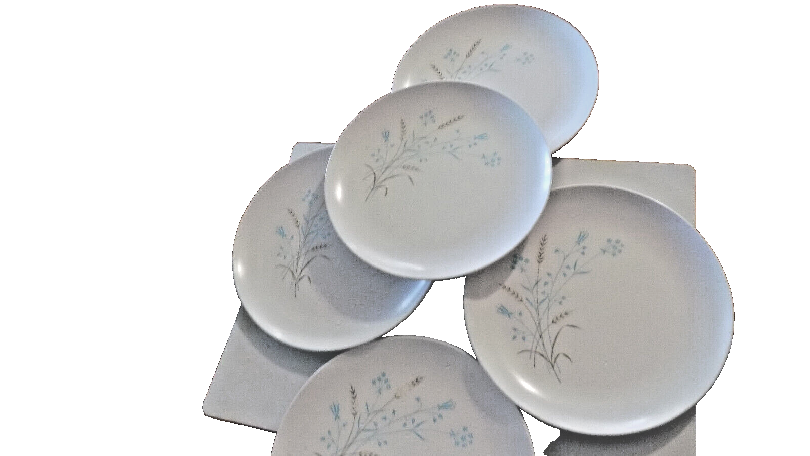 Vintage MelMac, Mallo-Ware, BLUE FLOWERS WHEAT MCM Lot of 5 Plates ...