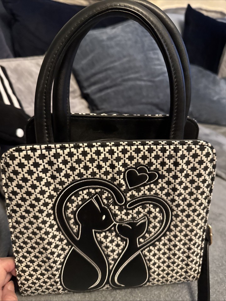 Dancing Days Handbag With Long Shoulder Strap Also, With Cat Motif ...
