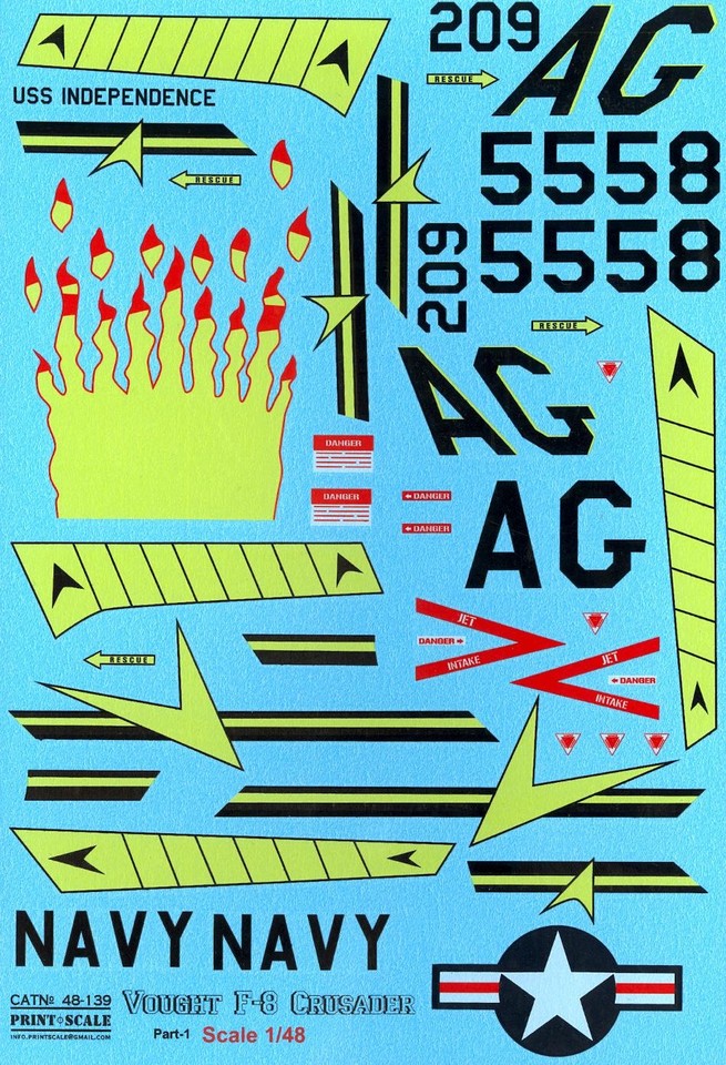 Print Scale Decals 1/48 VOUGHT F-8 CRUSADER U.S. Navy Jet Fighter | eBay