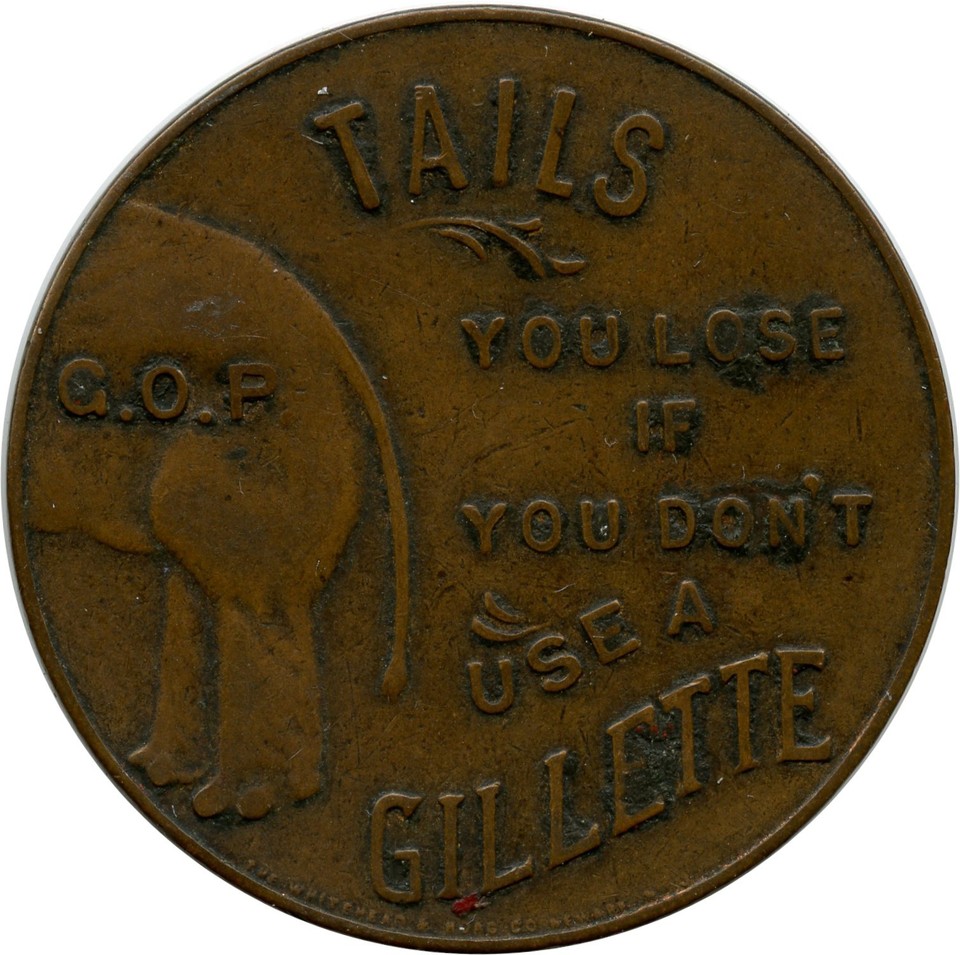 Gillette Safety Razor GOP Republican Political Flipper Elephant Coin ...