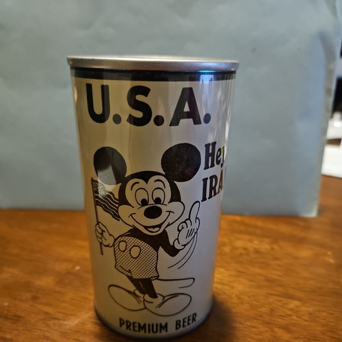 Vintage Mickey Mouse Middle Finger "Hey Iran" beer can | eBay