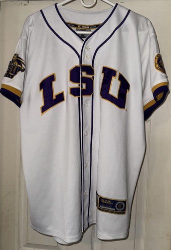 Vintage Colosseum LSU Tigers Baseball Jersey Mens Size XL White/Purple NCAA | eBay