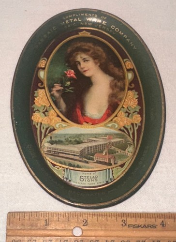 ANTIQUE PASSAIC METAL WARE COMPANY TIN LITHO TIP TRAY SIGN DISPLAY ...