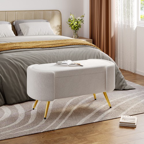 Large 100cm Metal Footstool Footrest Pouffe Foot Stool Padded Ottoman ...