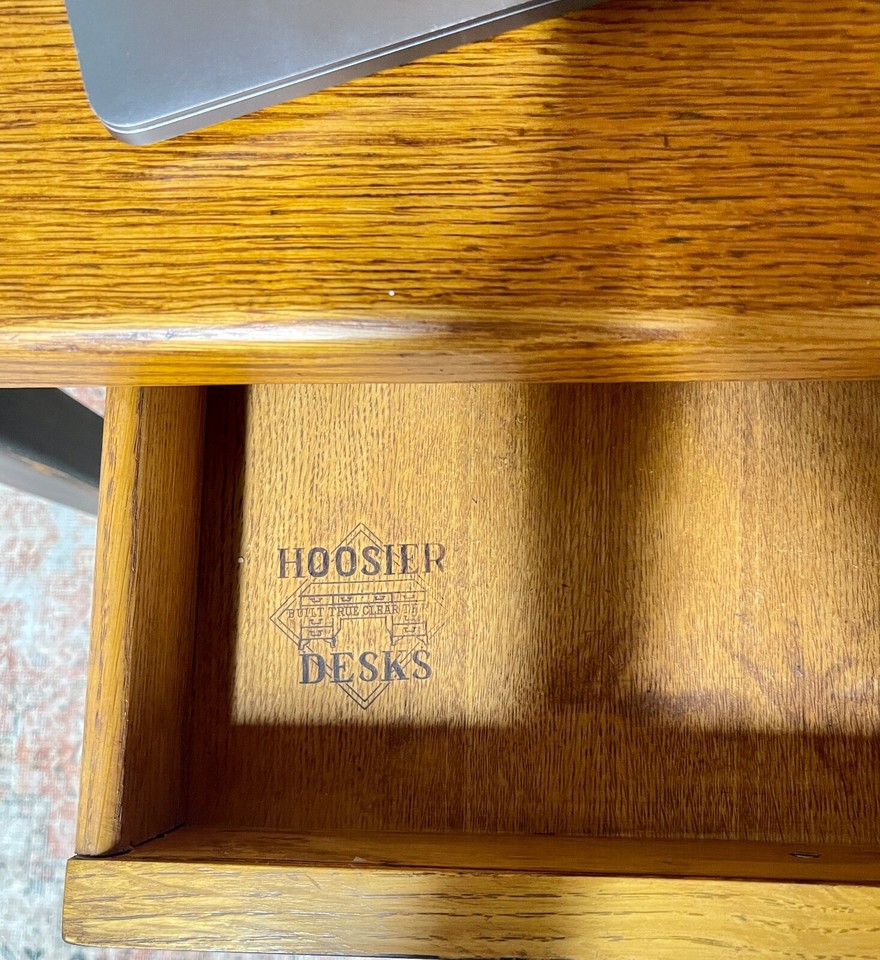 Hoosier Desk With Refinished Top And Painted Base | eBay