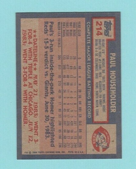 1984 Topps Baseball #214 Paul Householder | eBay