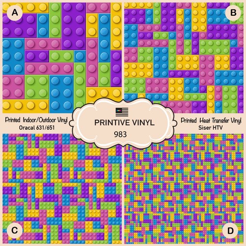 Block Toy Patterned HTV, Printed Vinyl, Iron on Vinyl, Adhesive Vinyl ...