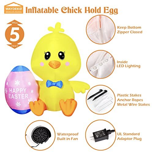 Easter Inflatable Chick Yard Decoration Lighted Blow Up Christmas ...