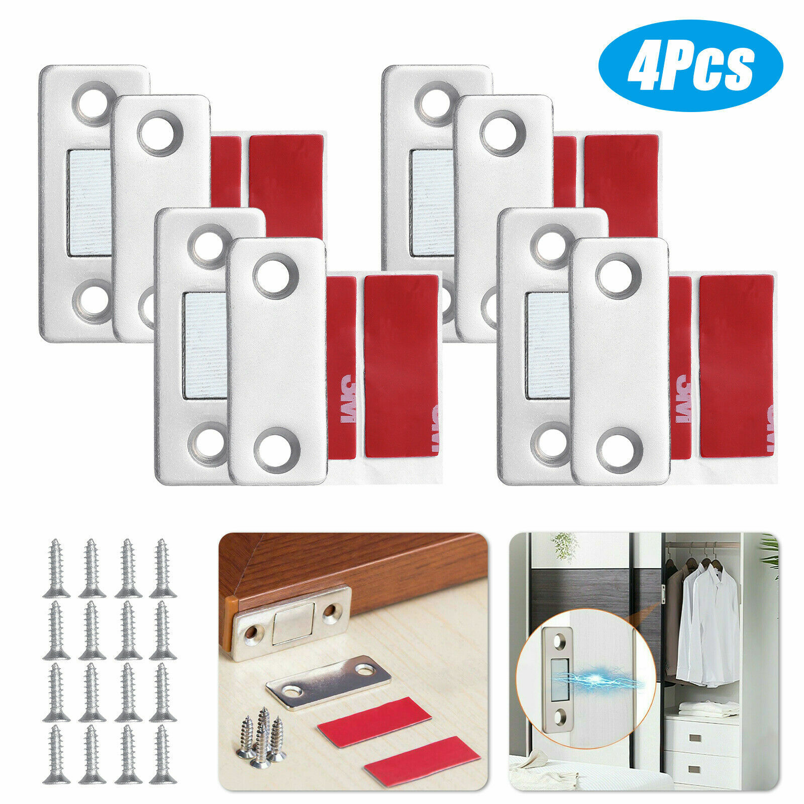 4X Cabinet Magnetic Catch Ultra Thin Strong Adhesive Door Drawer Catch ...