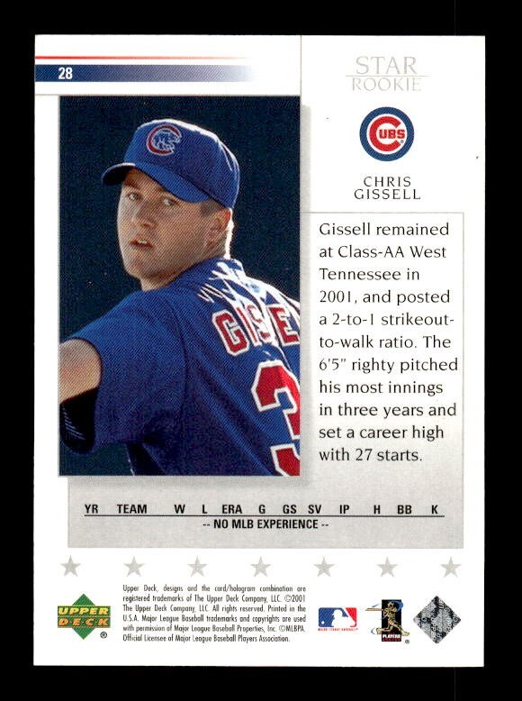 CHRIS GISSELL SIGNED 2002 UPPER DECK #28 ROOKIE ON-CARD AUTO - CHICAGO ...
