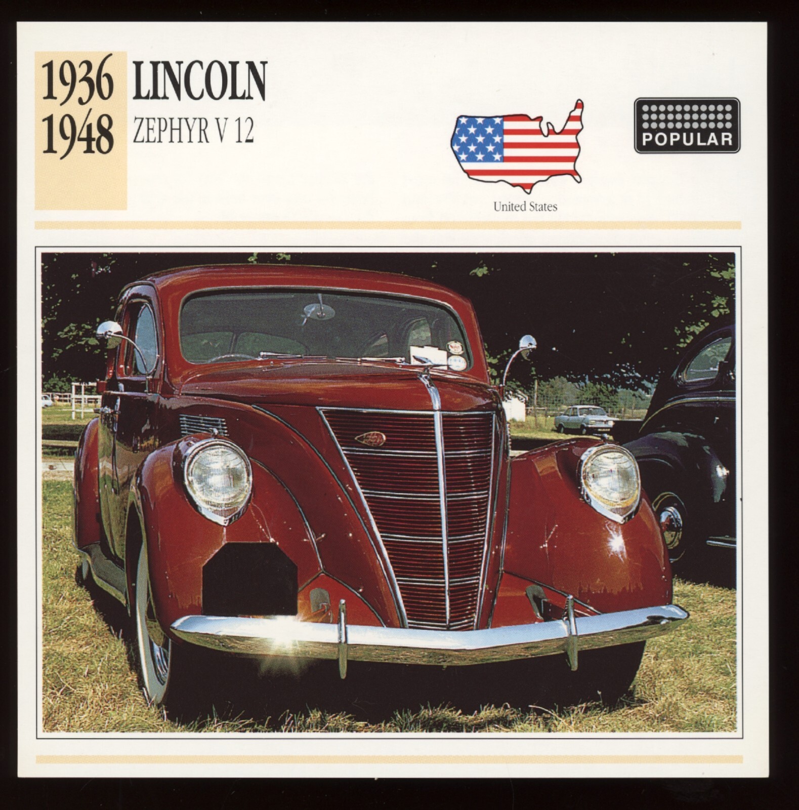1936 - 1948 Lincoln Zephyr V12 Classic Cars Card | eBay