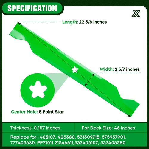 Youxmoto Mower Blade Fit for Husqvarna 2246LS RZ4619 RZ4623 YTA1946 ...