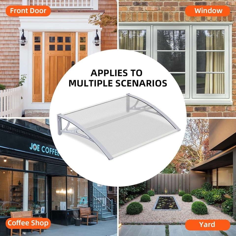 High Transmittance 30"x48" Window Awning Front Door Canopy Exterior ...
