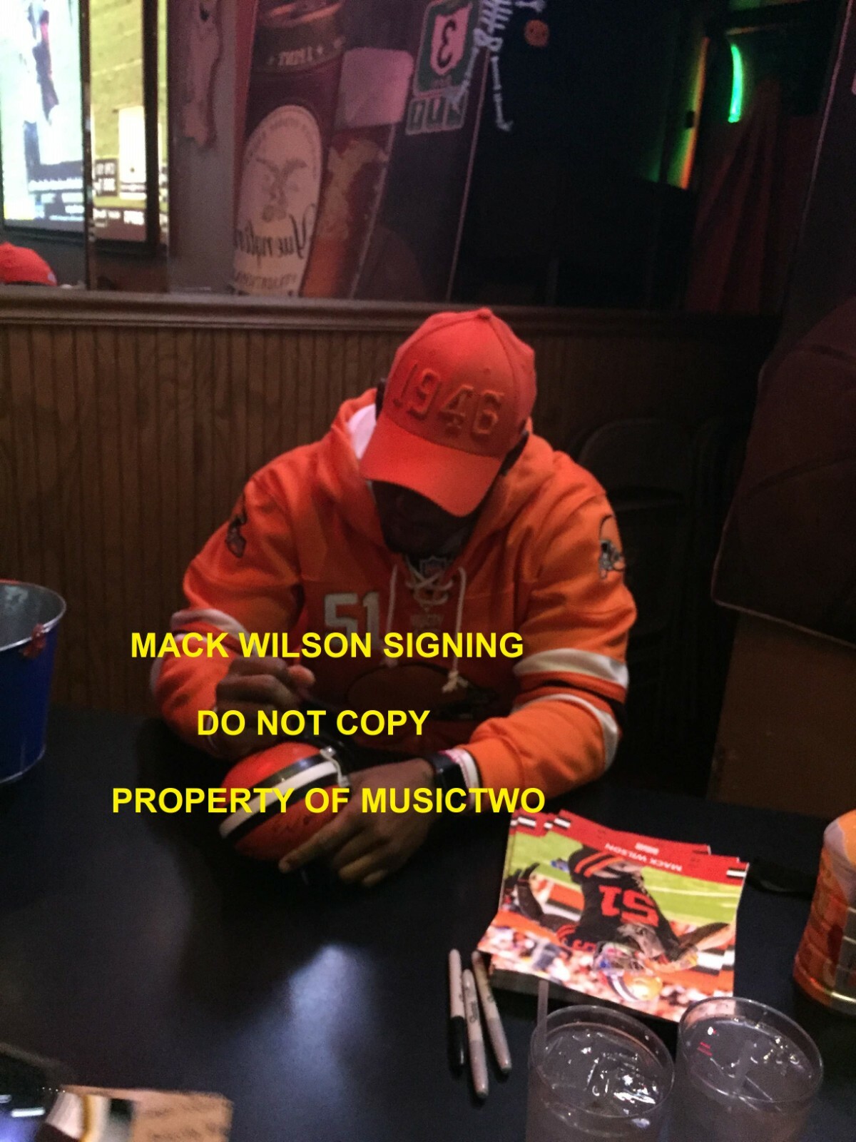 MACK WILSON Signed Autographed CLEVELAND BROWNS SPEED Mini Helmet w/COA ...