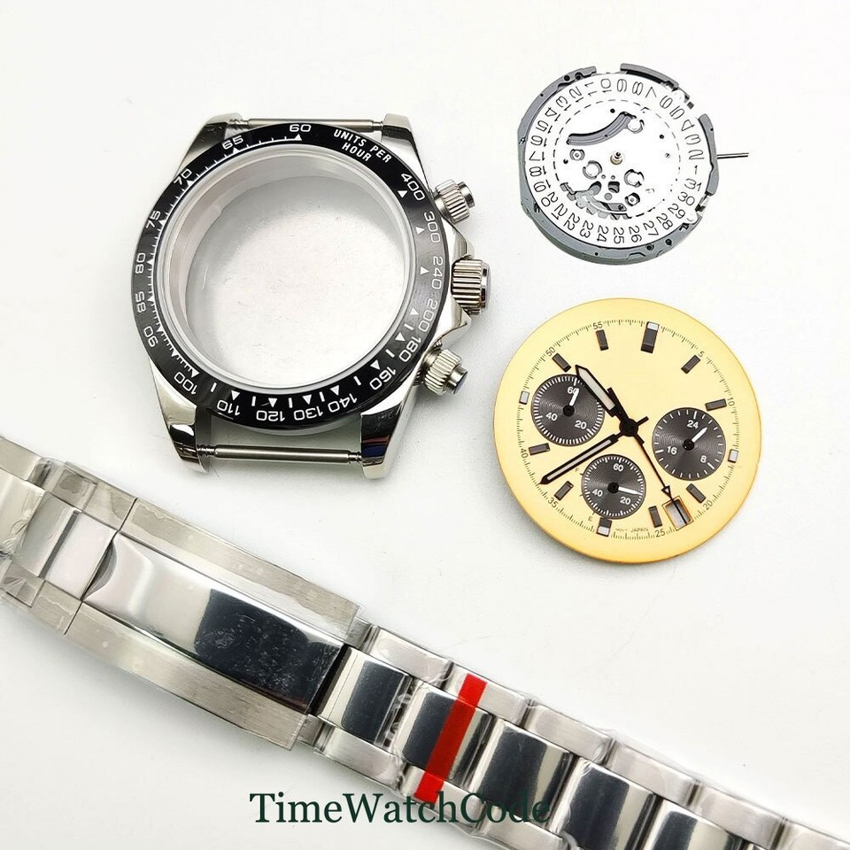 39mm Quartz Watch Case for VK63 VK64 Chronograph Movement with Sapphire ...