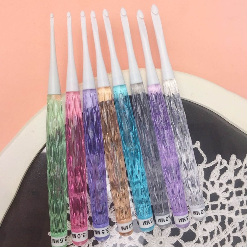 8Pcs Crochet Hook 2.5mm-6.0mm Ergonomic Crochet Hook Long Handle ...