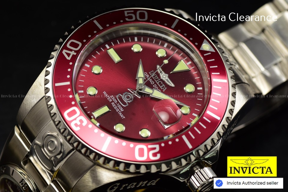 Invicta Grand Diver Automatic Dual Time Men's 47mm Diver Silver Tone SS ...