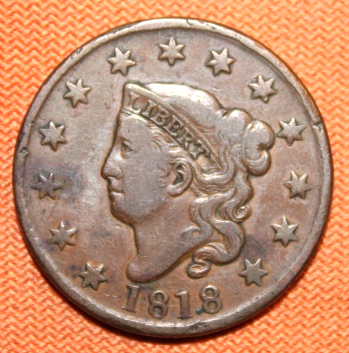 1818 Coronet Head Large Cent, Penny, 1C, Cool Die breaks on reverse. | eBay