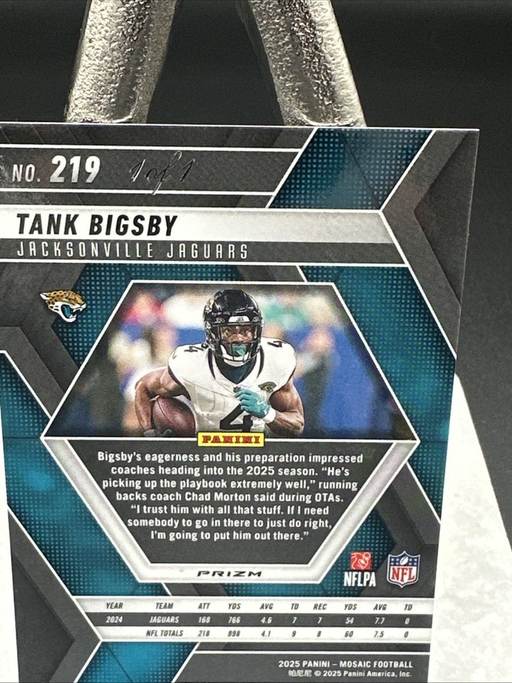 2025 Panini Mosaic Tank Bigsby Mosaic No Huddle Black 1 Of 1 ...