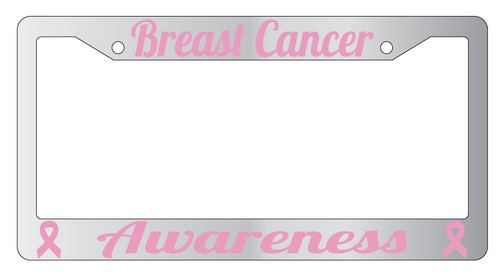 Breast Cancer Awareness (Design 2a) Chrome Plastic License Plate Frame ...