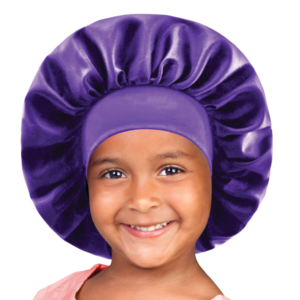 MR Kids Silky Satin Bonnet Cap Day & Night, Hair Protection, Purple ...