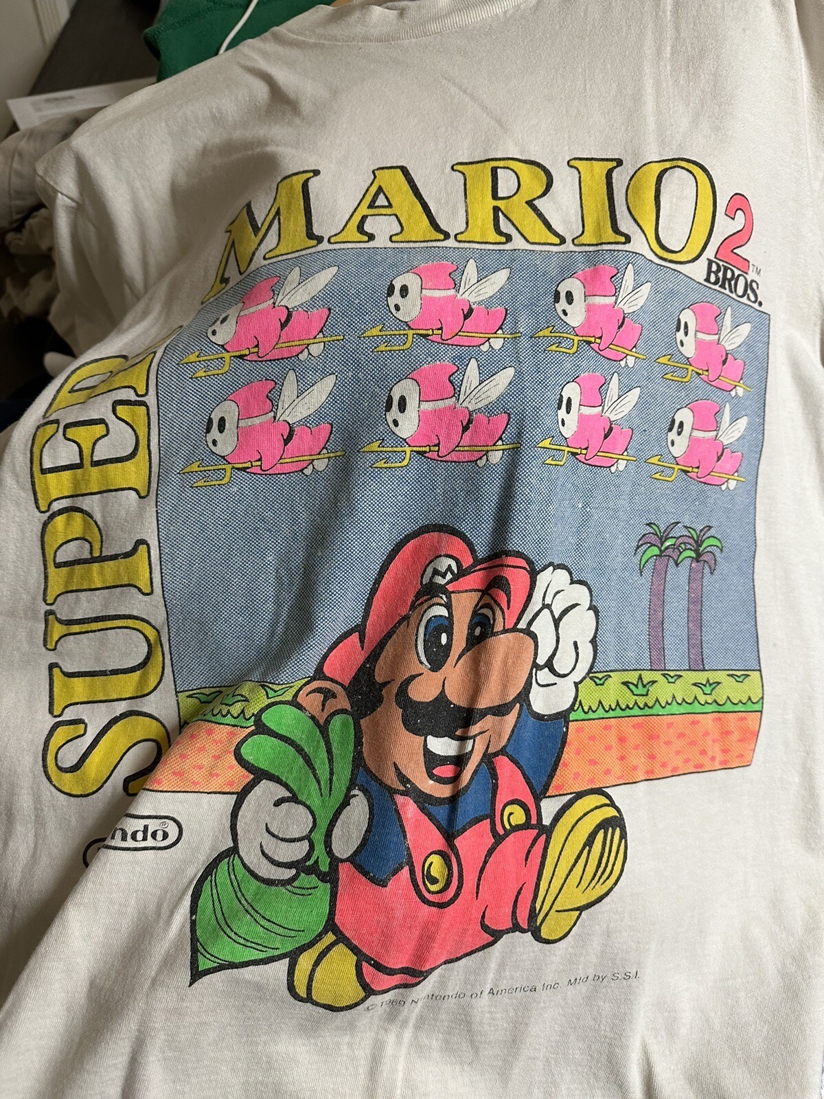 1989 80s NINTENDO SUPER MARIO BROS. 2 Promo T-shirt … - Gem