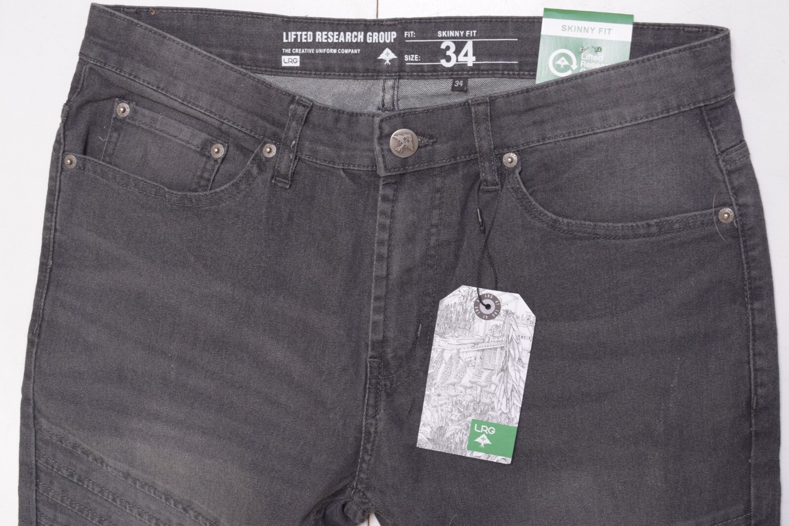 LRG Lifted Research Group Mens Jeans Skinny Fit Stretch Denim Black ...