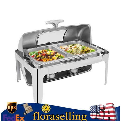 Rectangle Chafing Dish Buffet Set Clear Glass Lid Water Pan Catering ...