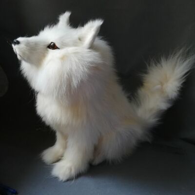 white simulation fox model plastic&furs sitting fox doll gift about ...