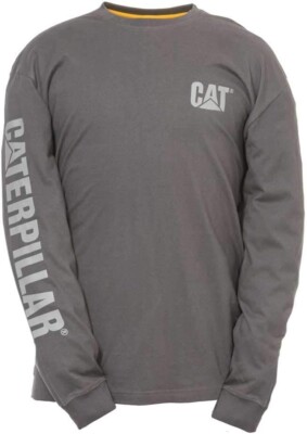 Caterpillar Mens Trademark Banner Gray Cotton Long-Sleeve T-Shirt ...