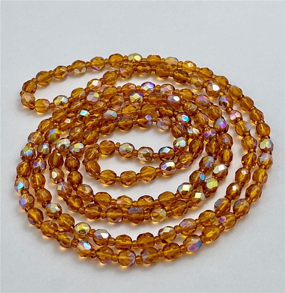 1990's Faceted Iridescent Topaz 6MM Glass Beads Endle… - Gem