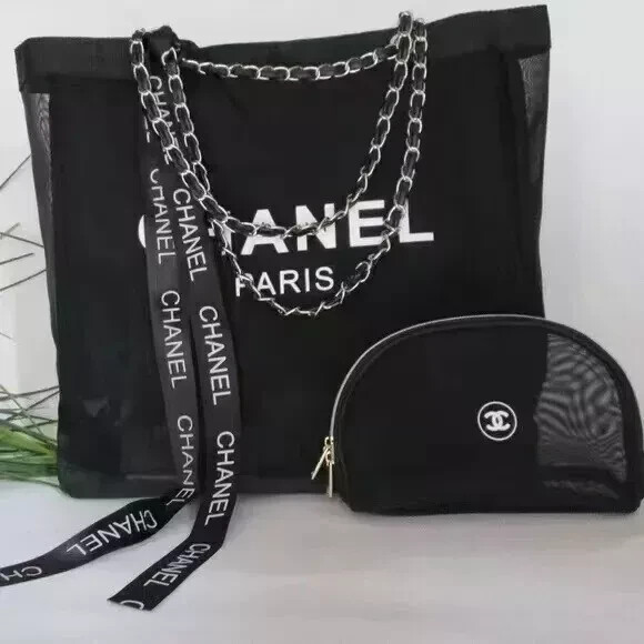 NEWCHANEL VIP GIFT Beauty Mesh Tote Bag Beach Pouch Bag Case Storage ...