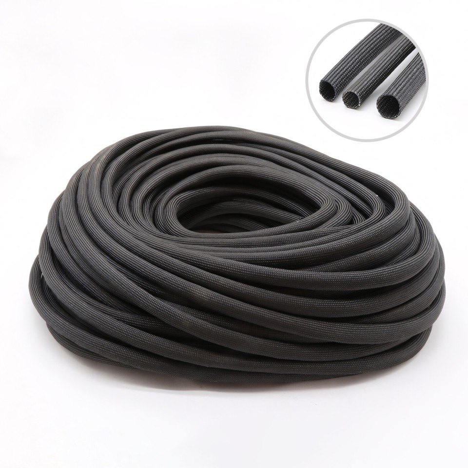 600°C HIGH TEMP Fiberglass Sleeving Cable Wire Insulation Sheath Black ...