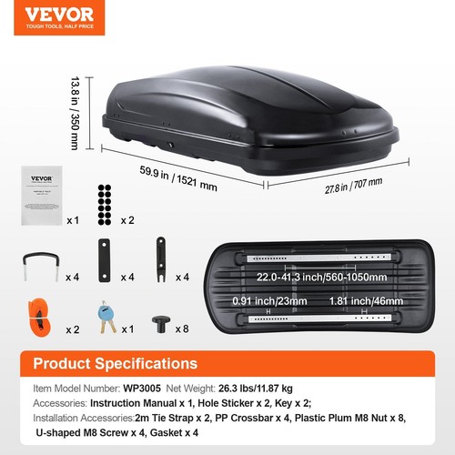 Universal 220L Rooftop Cargo Box for SUVs, Dual Side Opening, Anti ...