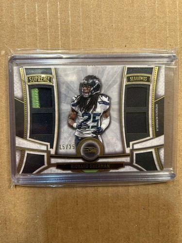 Richard Sherman Veteran Quad Patch Card . Topps Supreme 15/25 Numbered ...