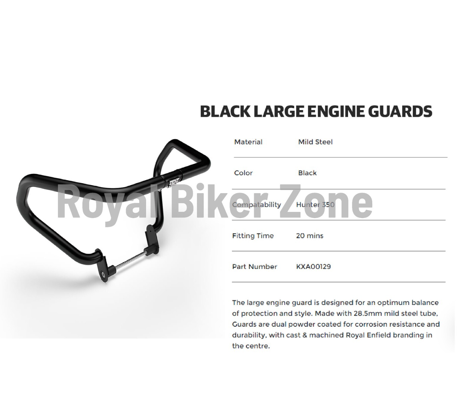 Royal Enfield HUNTER 350 BLACK "Large Engine Guard" | eBay