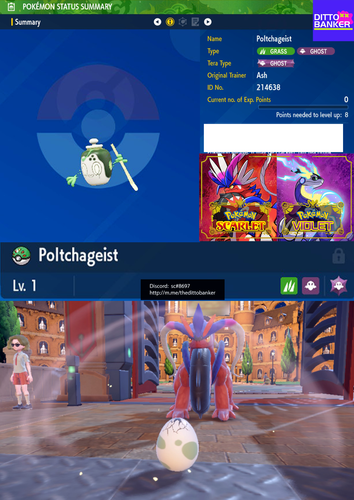 Pokemon Scarlet/Violet SHINY POLTCHAGEIST EGG 6IV Timid Hatch Your Own ...