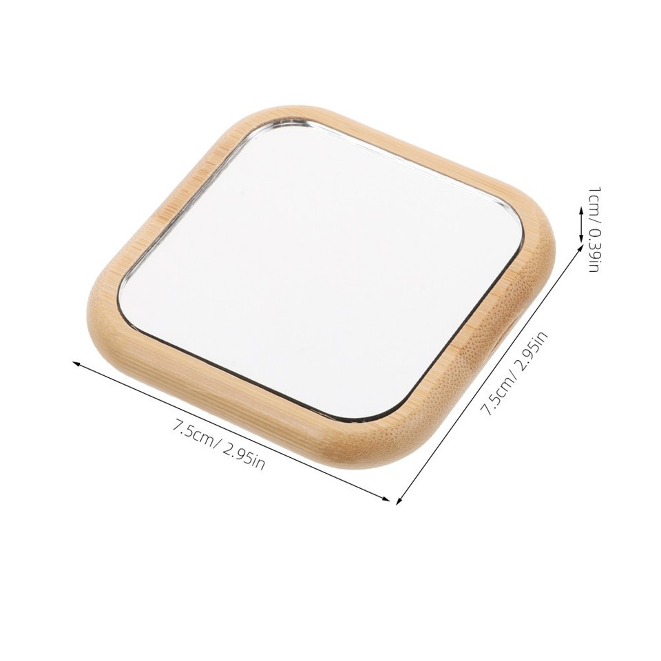 2pcs Wooden Mini Makeup Mirror Small Square Hand Mirror Vintage Pocket ...