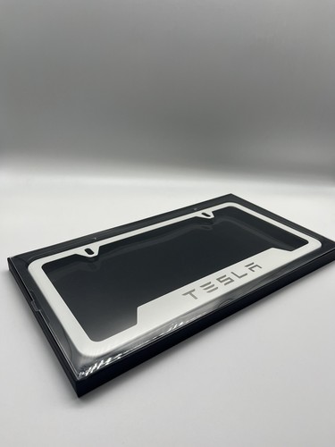 Tesla Custom Gloss White Laser Engraved Metal License Plate Frame ...