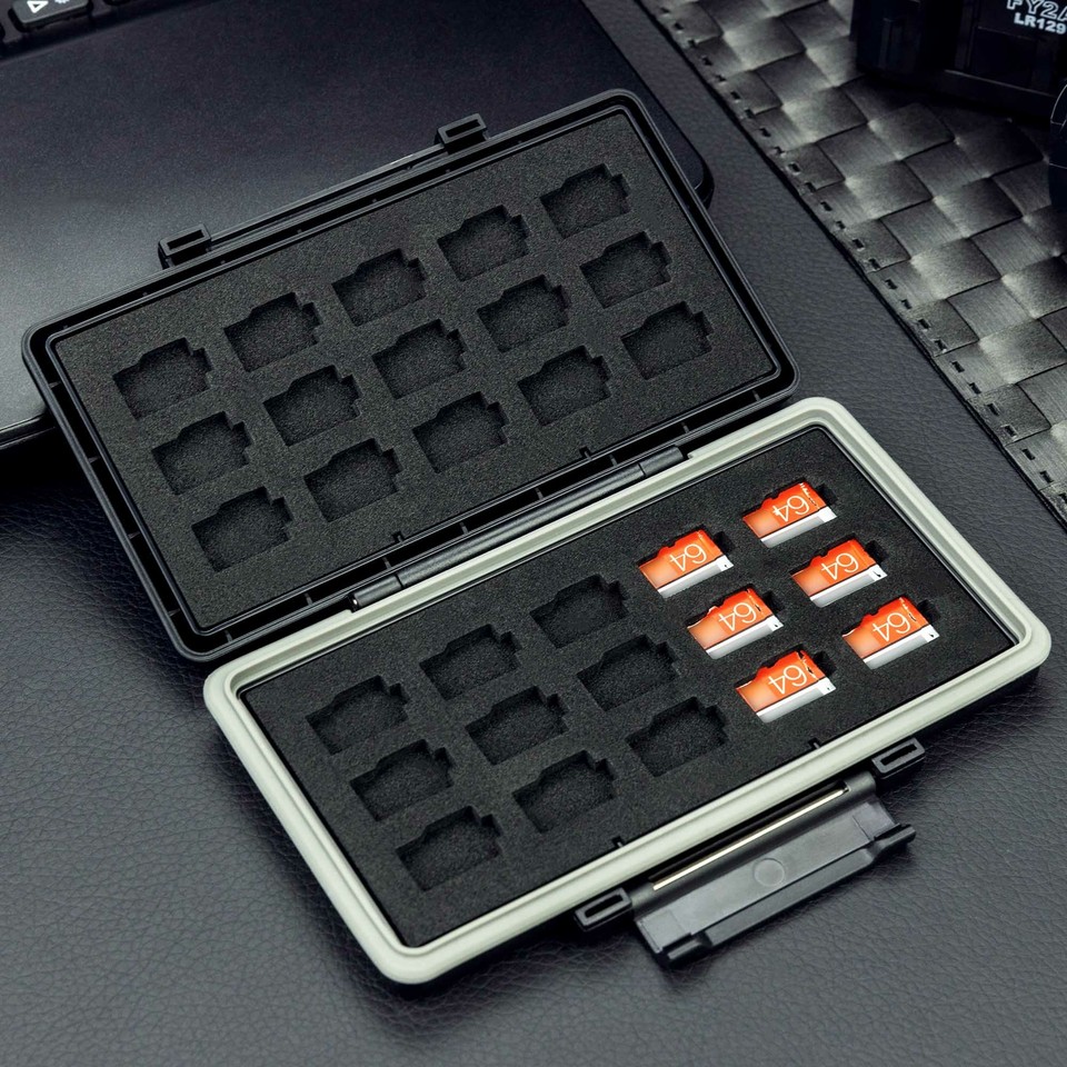 Water-Resistant Memory Card Case Storage Holder fits 30 Micro SD MSD TF ...