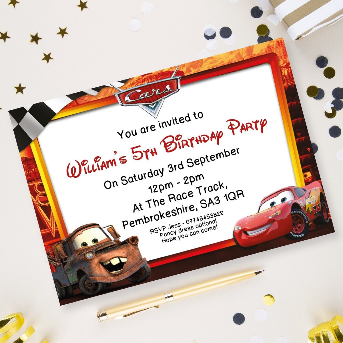 Lightning Mcqueen Party Invitations Cars Birthday Invitation,