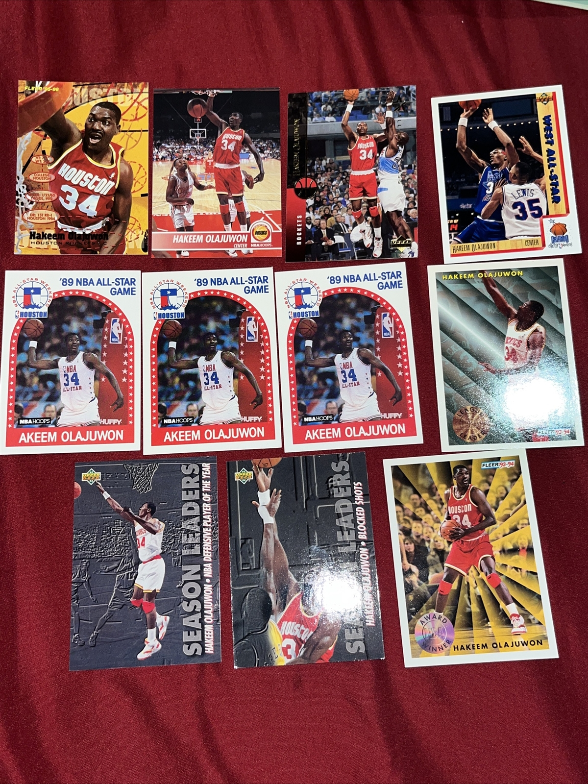 Lot Of 11 NBA Cards Hakeem Olajuwon All Star Houston Rockets | eBay