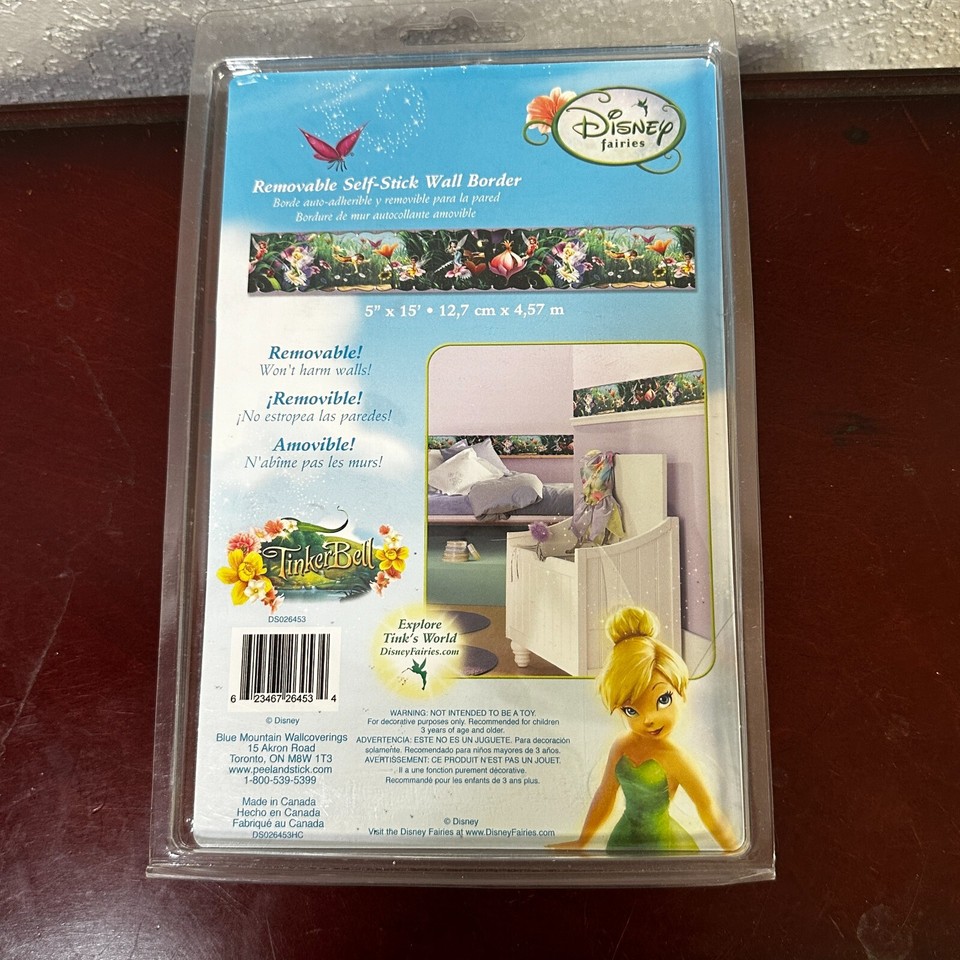 Tinkerbell Disney Selfstick RemovableWall Border Fairies with Flowers ...