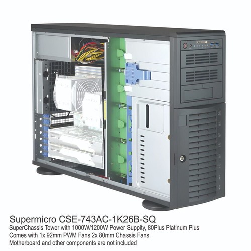 Supermicro CSE-743AC-1K26B-SQ Case 4U 8x3.5"/2.5"HotSwap SAS 1200W EATX ...