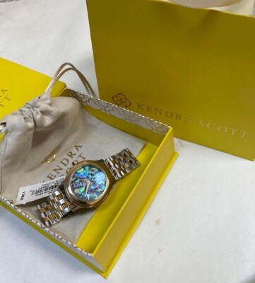 Kendra Scott Alex Two Tone Stainless Steel 35mm Watch in Abalone NEW | eBay