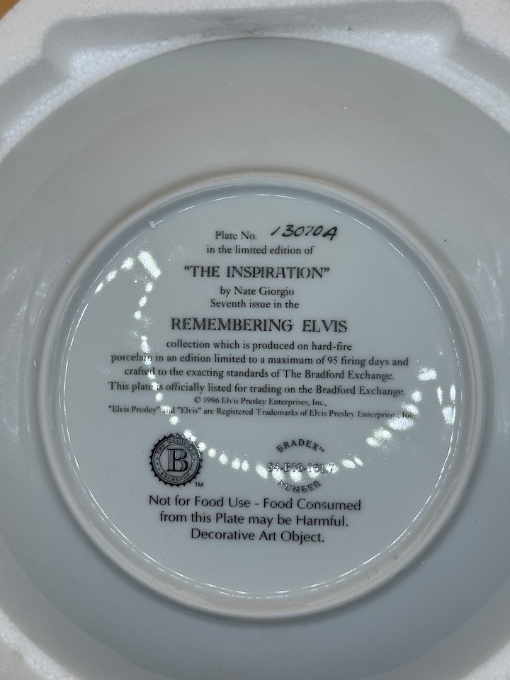 Bradford Exchange “The Inspiration” plate Remembering Elvis series | eBay