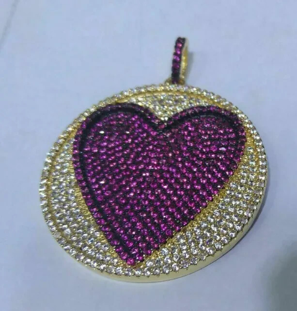 3Ct Diamond Simulated Pink Ruby Love Heart Women's Pendant 925Silver ...